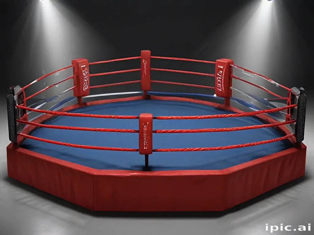 An Empty Boxing Ring Ready for an Intense Fight Night Ahead