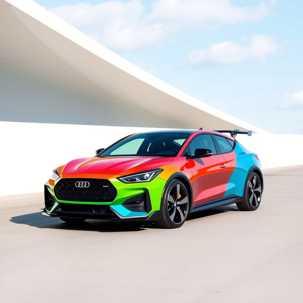 Vibrantly Colored Audi Sports Car Captured Against a Modern ...