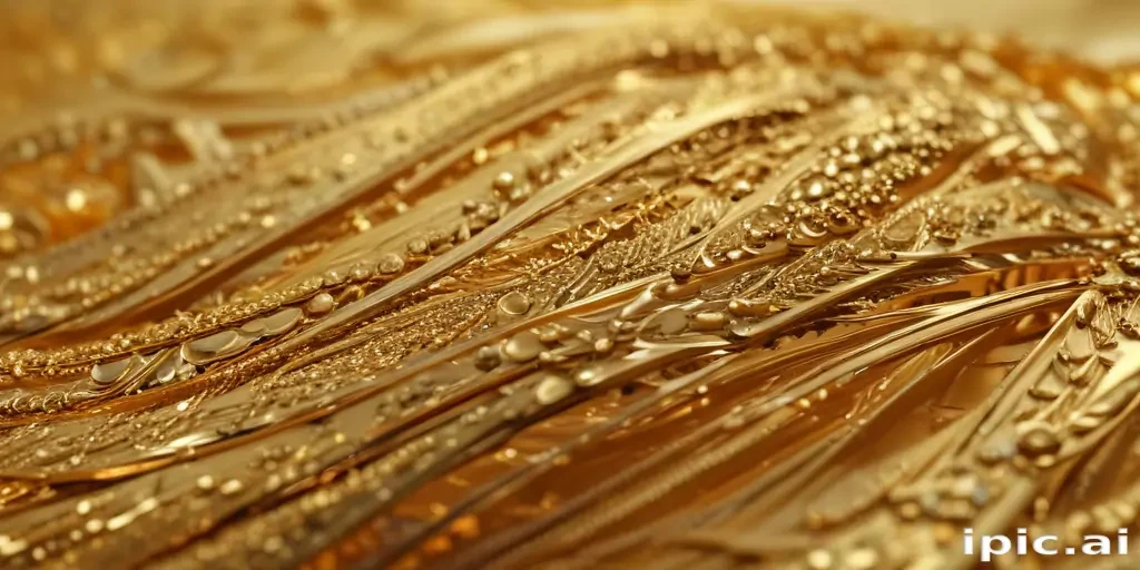 Intricate Patterns of Glimmering Gold with Delicate Drops of Water