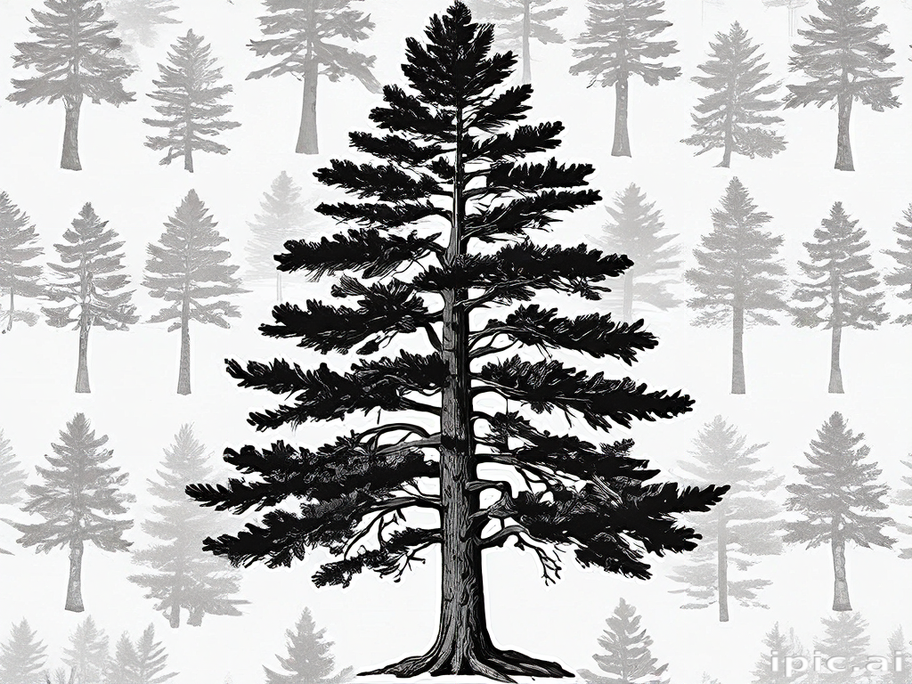Elegant Black and White Pine Tree Pattern with Subtle Background Design
