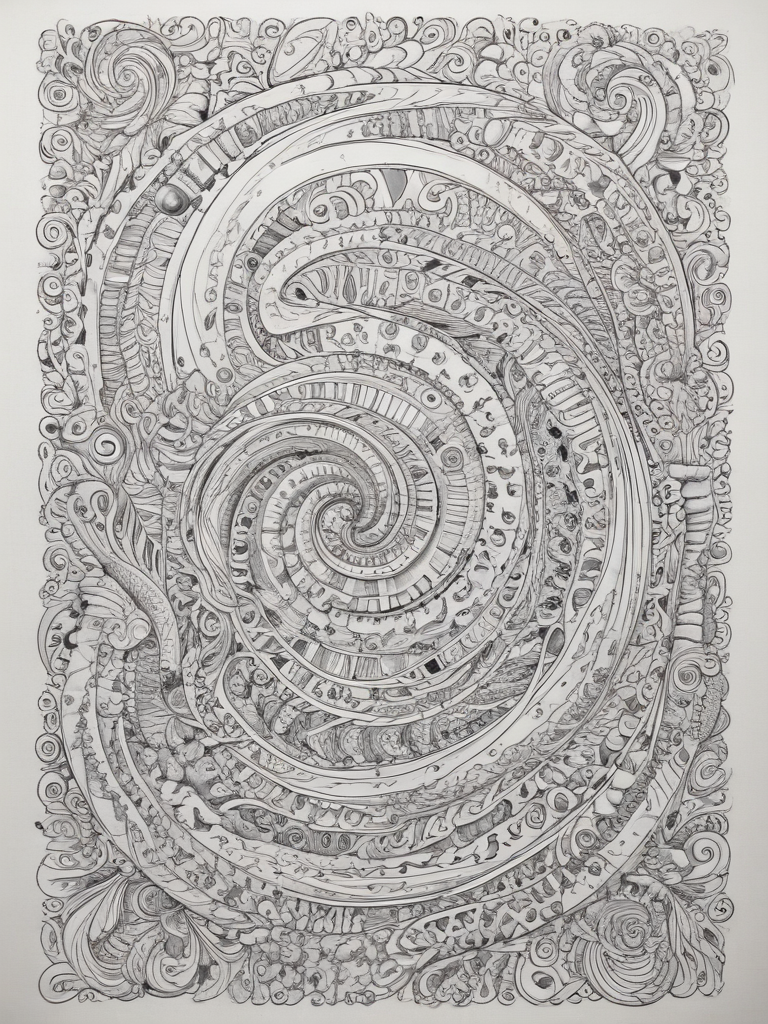 Intricate Spiral Design Filled with Whimsical Patterns and Organic Shapes