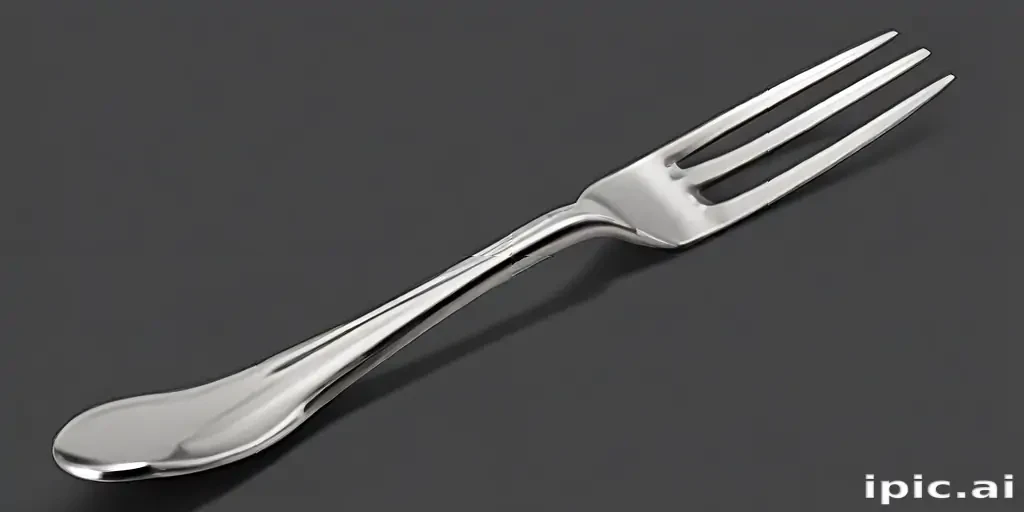 A Sleek and Polished Silver Fork Placed Elegantly on a Dark Surface.