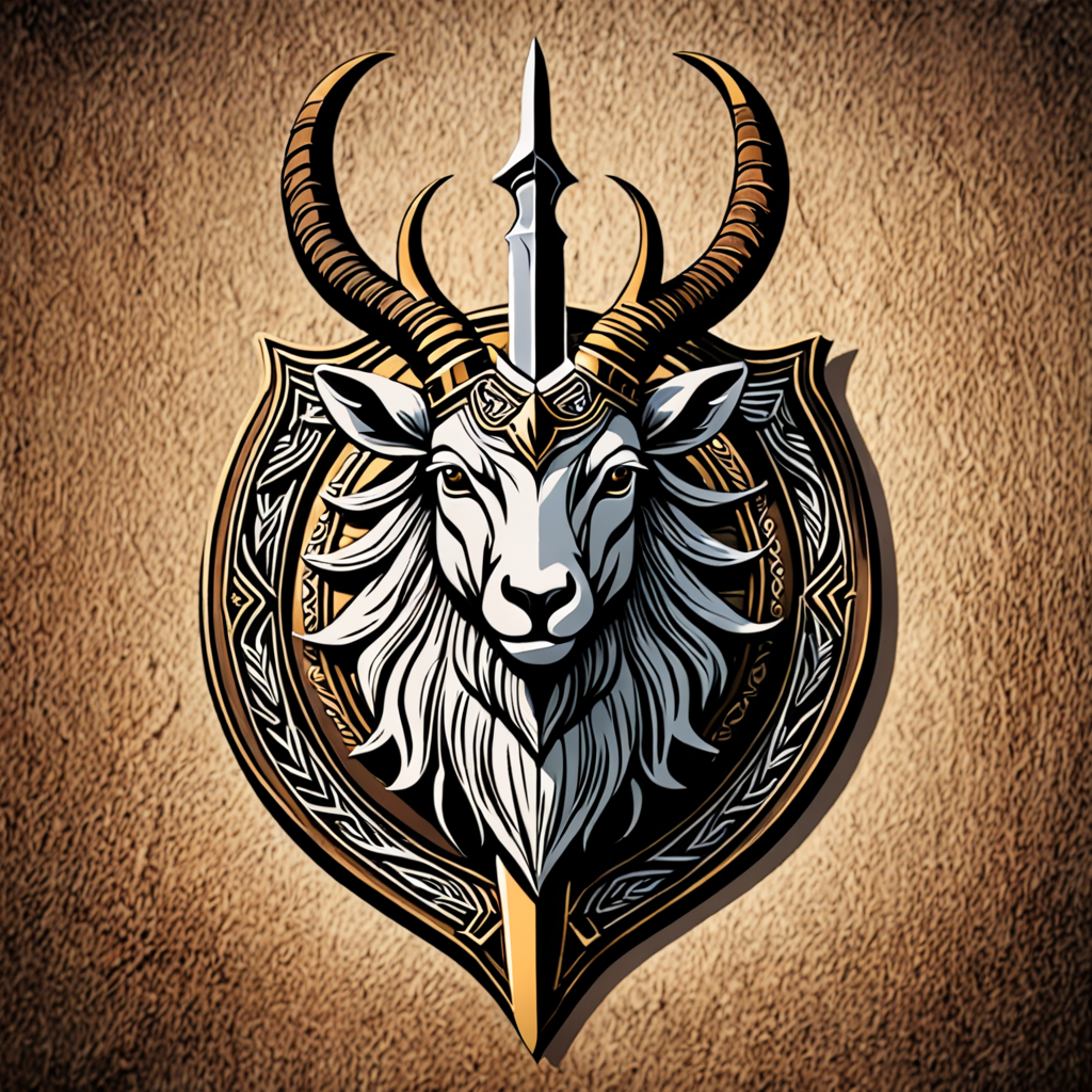 Sword and shield and spear and Legend of Markhor logo