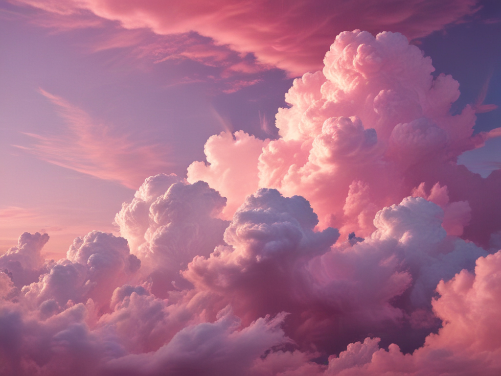 Majestic Pink and Purple Clouds in a Serene Sunset Sky.