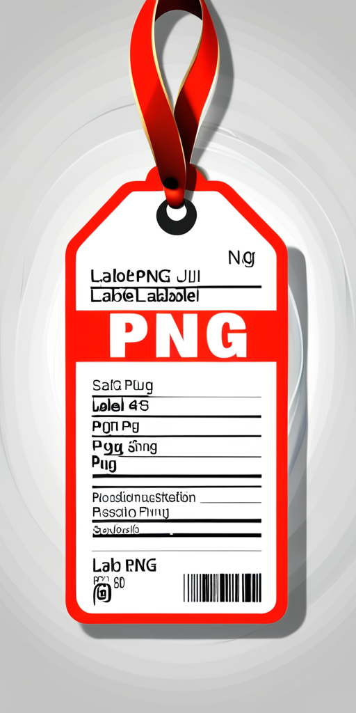 Red and White Label Tag Featuring PNG Format Information and Details