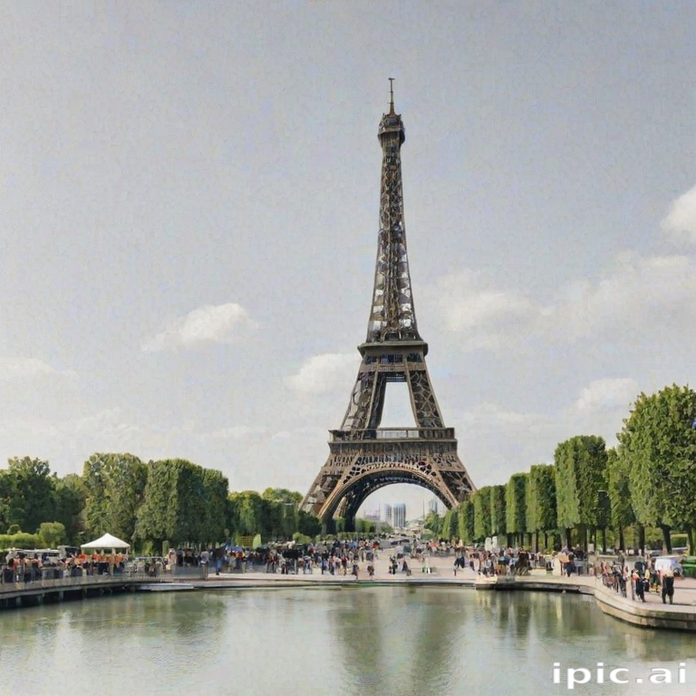 A Beautiful Day at the Eiffel Tower Surrounded by Lush Greenery and ...