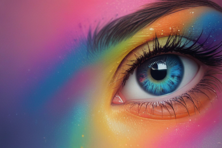 Vibrant Eye Surrounded by a Spectrum of Colorful Abstract Patterns