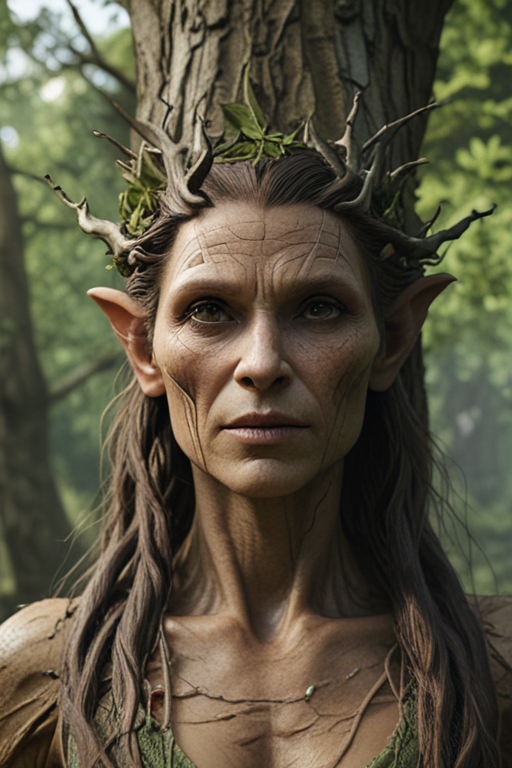 an imposing Treant wife from Lord of the Rings. featureless face ...