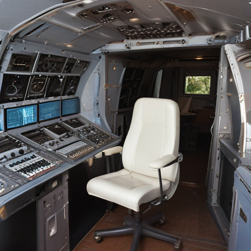 inside Atlantis Space Shuttle, 1 chair, synthesizers to control and a ...