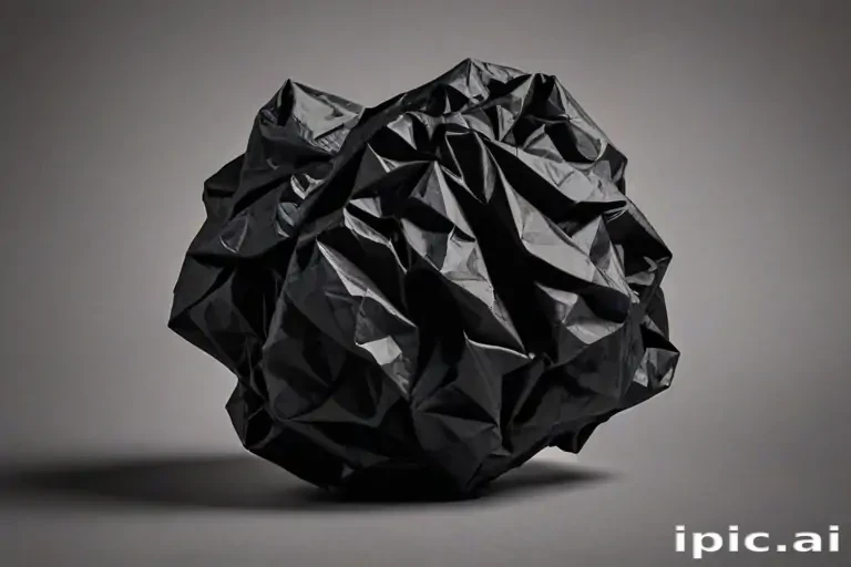 Intriguing Black Crumpled Paper Sculpture with Unique Texture and Form
