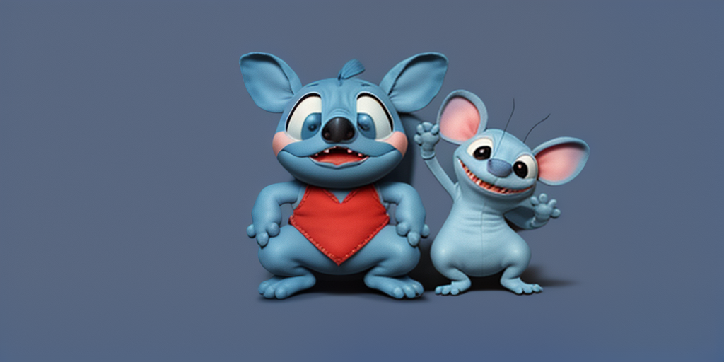 Two Adorable Cartoon Characters with Big Ears and Bright Smiles