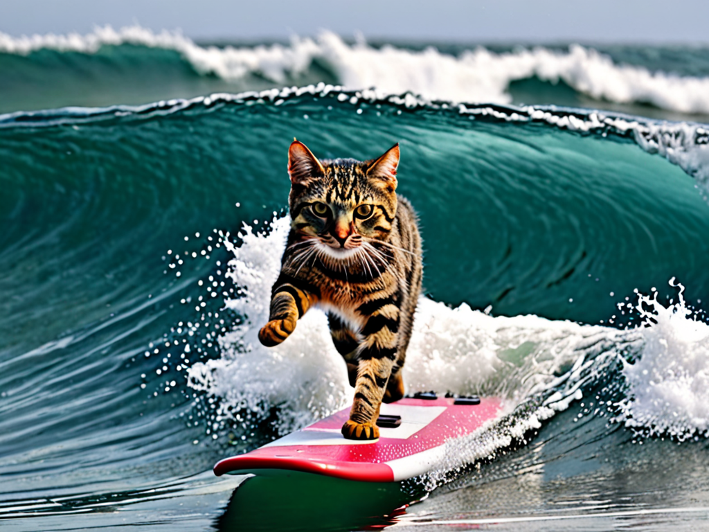 Cat surfing