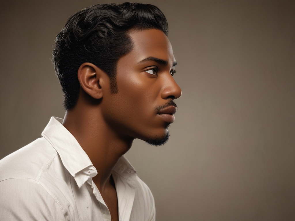 Profile Portrait of a Young Man with Stylish Hair and Expressive Features