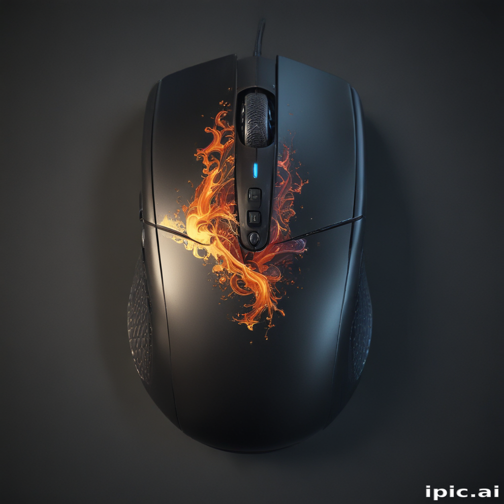 Stylish Gaming Mouse Featuring a Unique Fiery Design and Ergonomic Shape