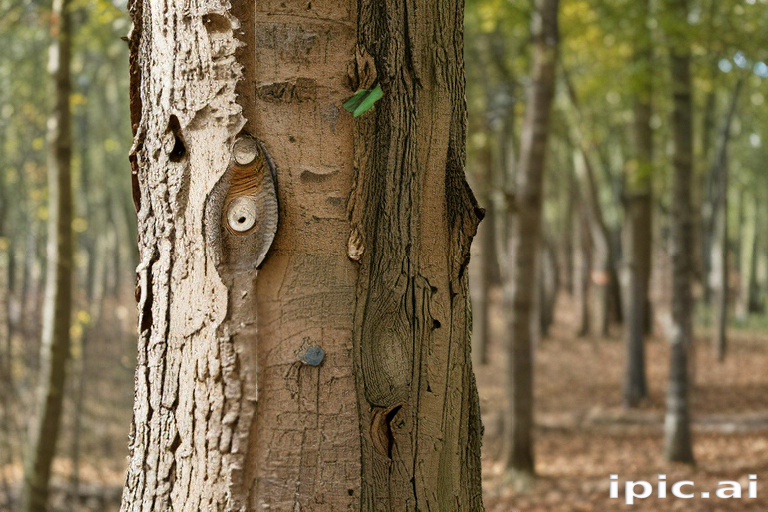Close-Up of a Unique Tree Bark with Intriguing Textures and Patterns