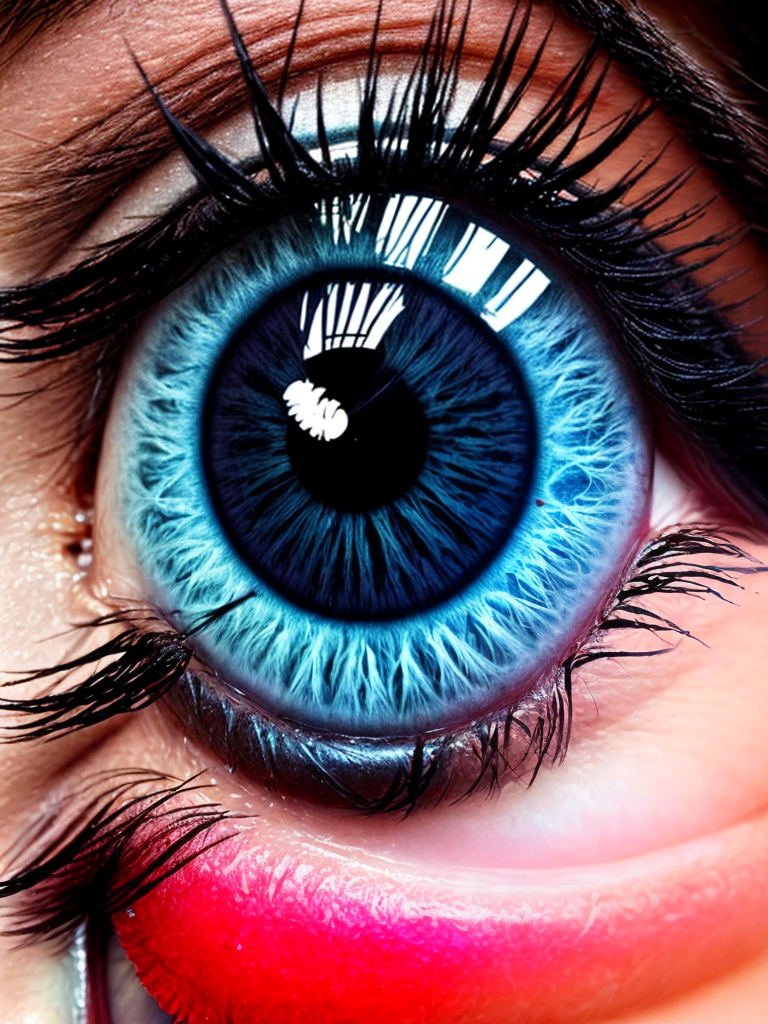 Reflection of the Apple logo in the eye