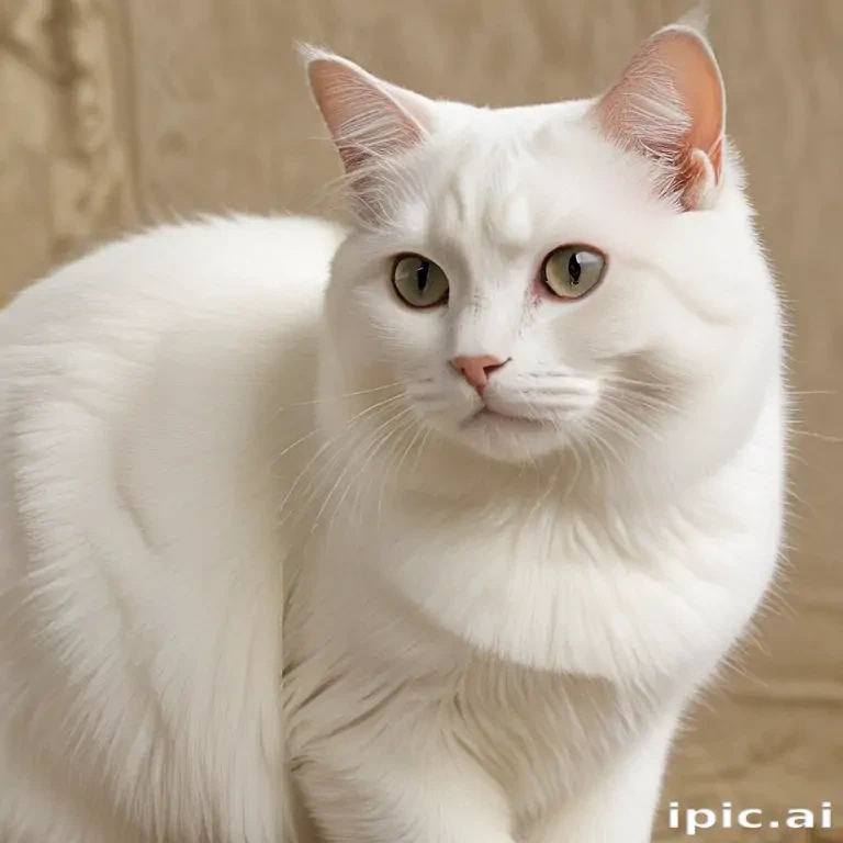 A Beautiful White Cat with Striking Green Eyes Posing Elegantly.