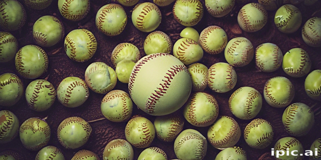 A Colorful Collection of Softballs Arranged Neatly on a Surface.
