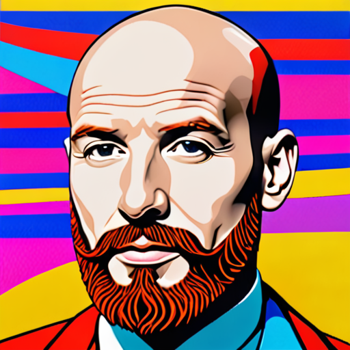 paint pop art of bald man with beard with no face