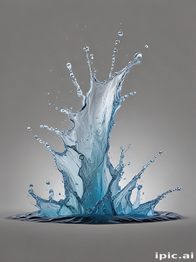 Dynamic Splash of Water Creating Intricate Patterns Against a Gray ...