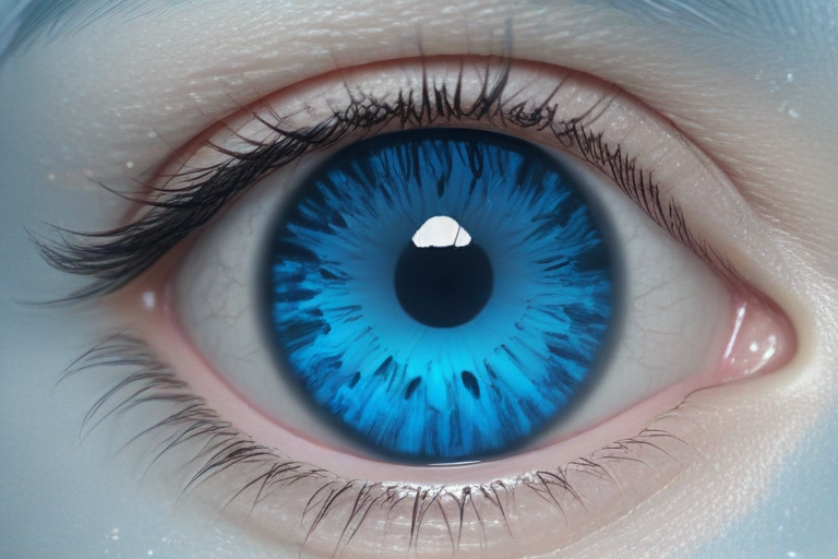 Close-Up of a Striking Blue Eye with Intricate Details and Textures