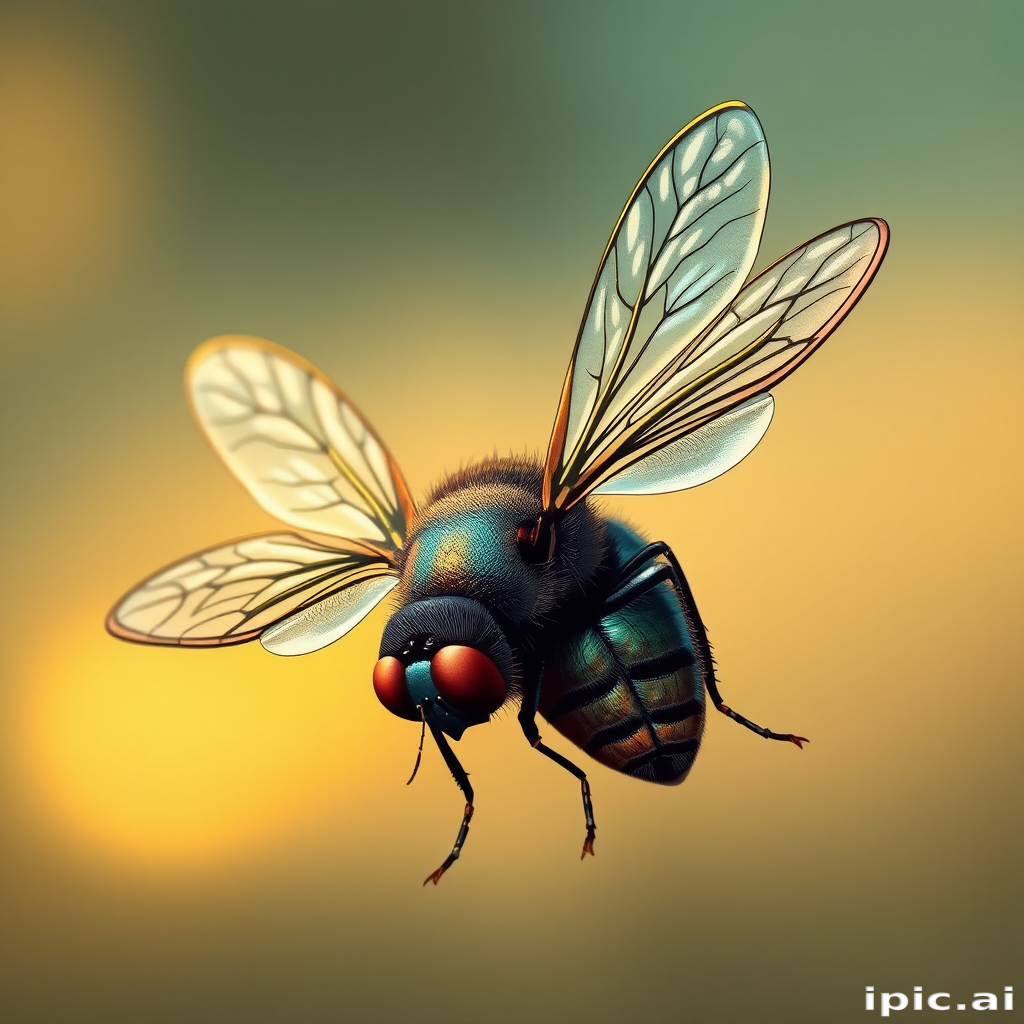 A Colorful Close-Up of a Majestic Fly with Intricate Wing Details