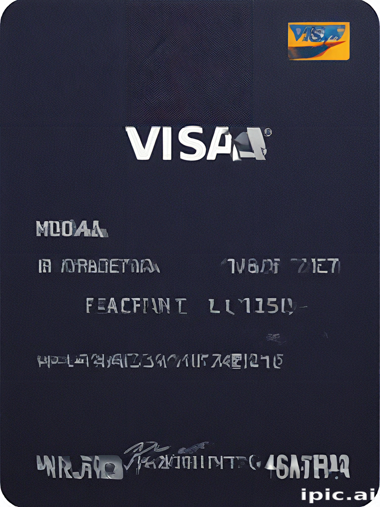 Visa Card Design Featuring Unique Patterns and Text Elements in Dark Blue