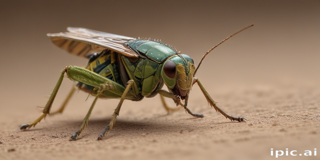Close-Up View of a Vibrantly Colored Green Insect on a Surface