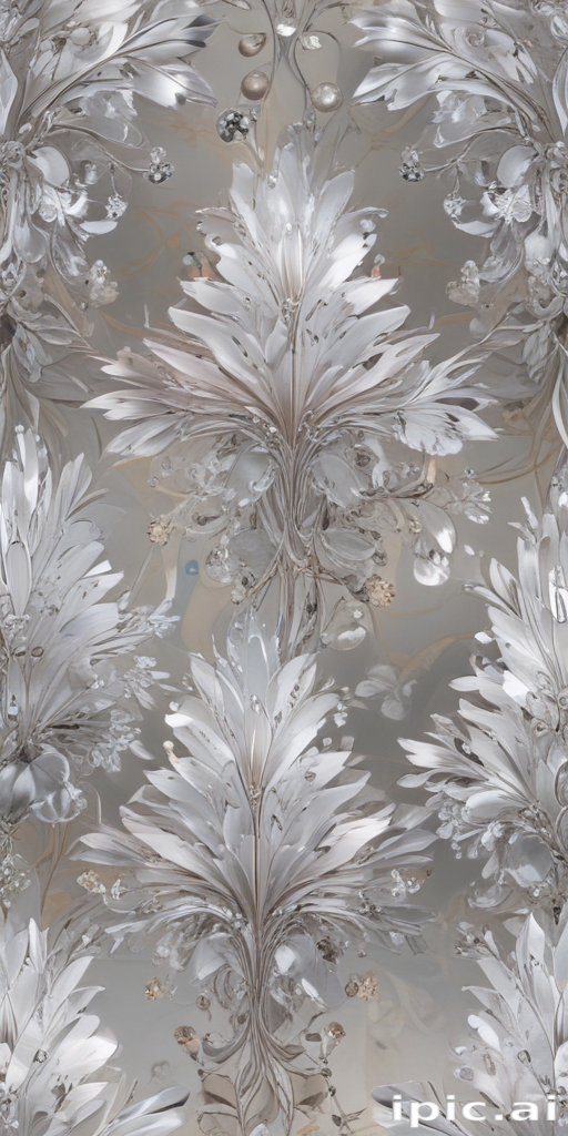 Elegant Silver Floral Design with Intricate Details and Shimmering Accents