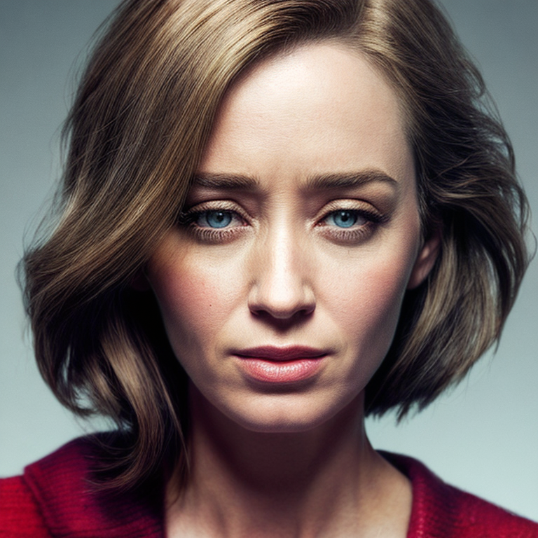 Blend Emily blunt with denae realistic cinematic