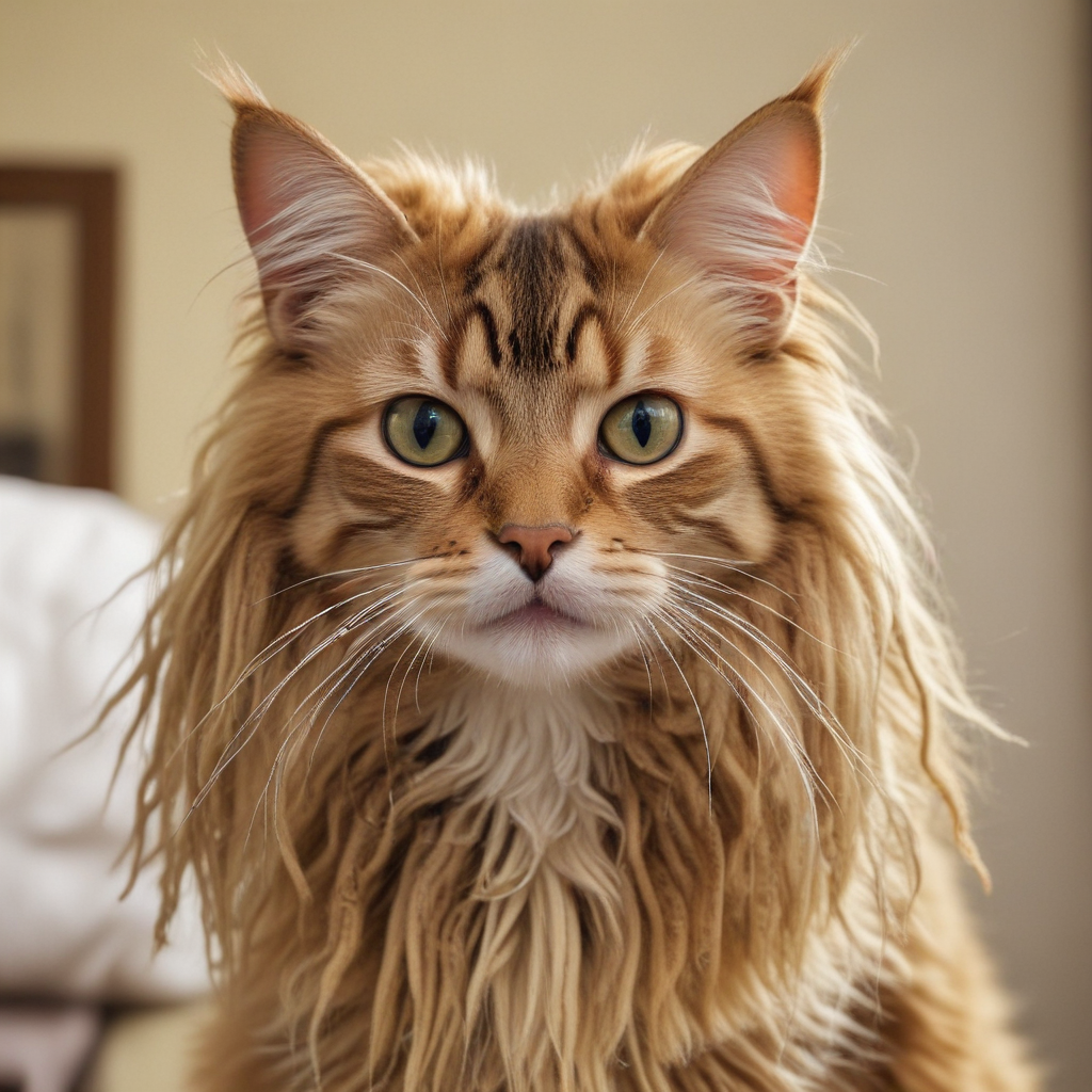 Cat with dreadlocks