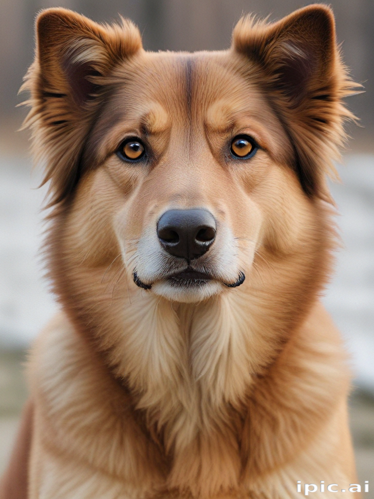 A Beautiful Golden Dog with Striking Eyes Captured in Soft Focus.