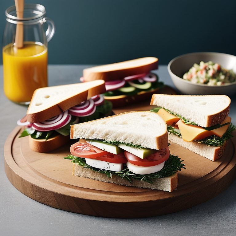 Deliciously Layered Sandwiches with Fresh Vegetables and Cheese on a ...