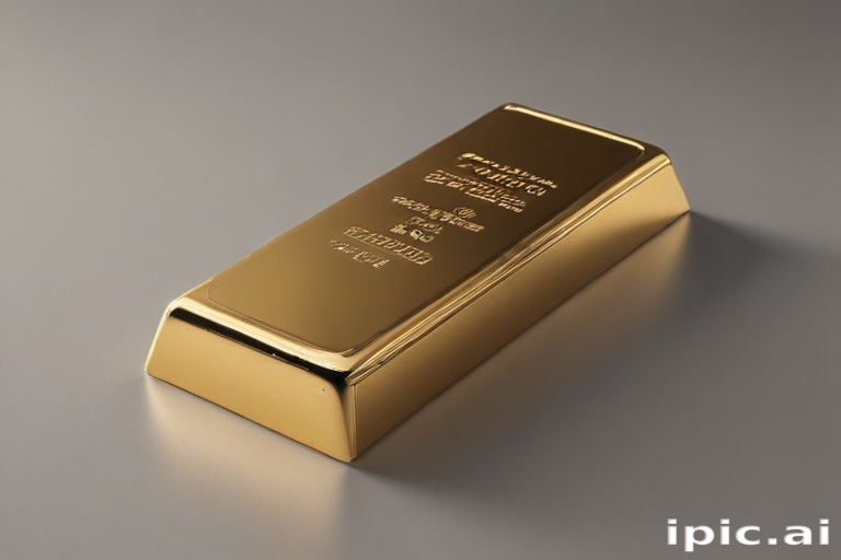 Shiny Gold Bar Displayed on a Smooth, Elegant Surface with Reflection