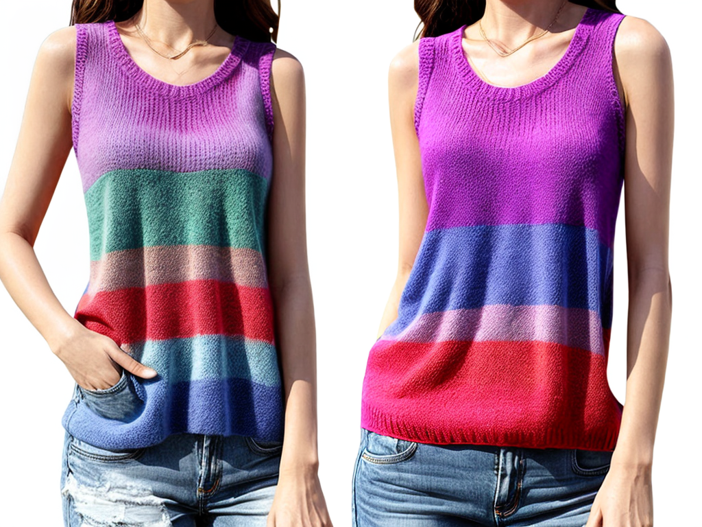 multi-colored warm knitted women's tank top