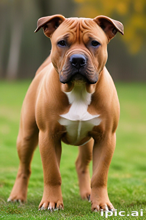 Adorable Brown Dog Standing Proudly in a Lush Green Field