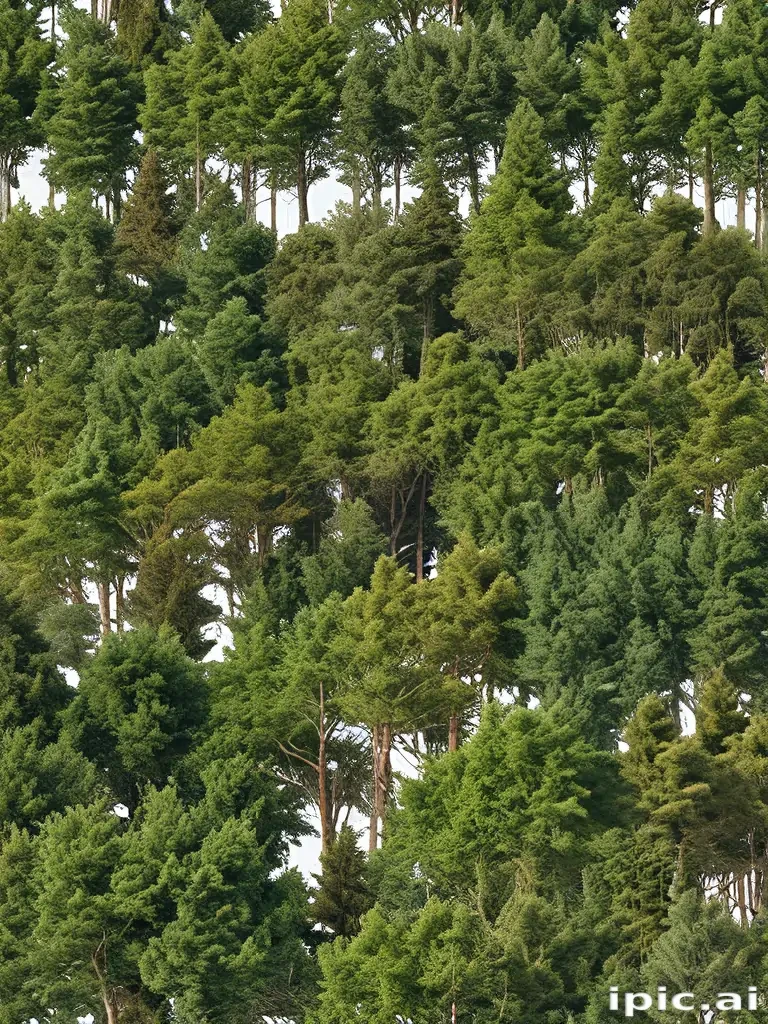 Lush Green Forest Canopy Showcasing Diverse Tree Species in Nature.