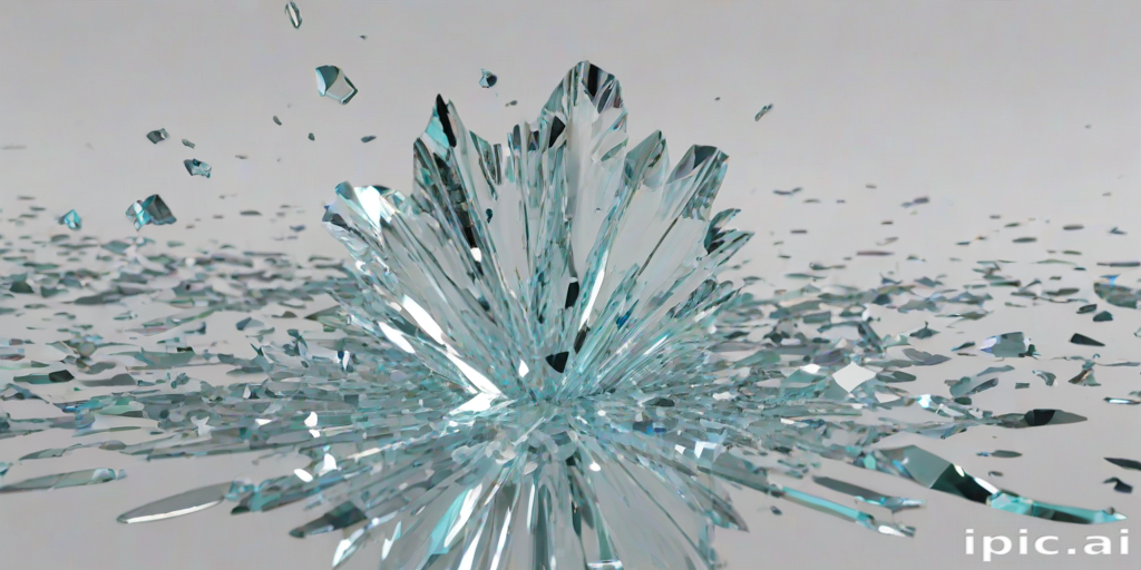 Shattered Glass Explosion Creating a Beautiful, Reflective Crystal Pattern