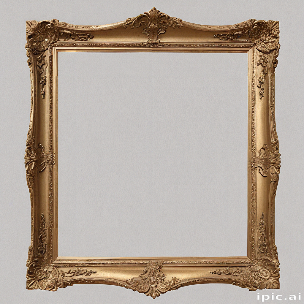 Elegant Gold Picture Frame with Intricate Designs Ready for Artwork Display