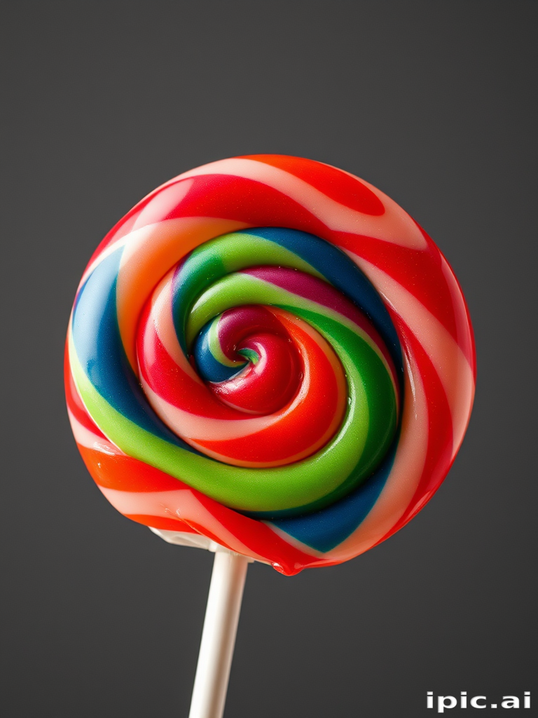 A Colorful Swirl Lollipop Showcasing Vibrant Stripes and Spirals ...