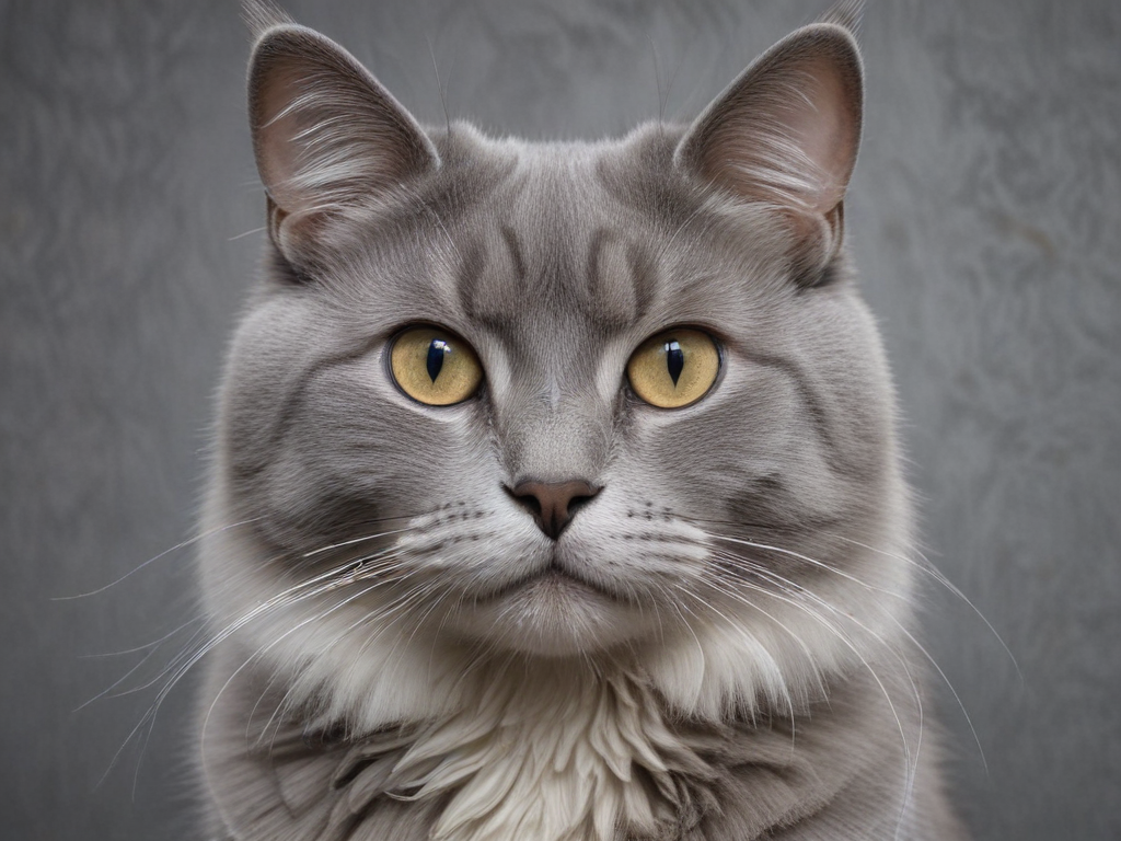 The Majestic Gray Cat with Striking Yellow Eyes and Fluffy Fur