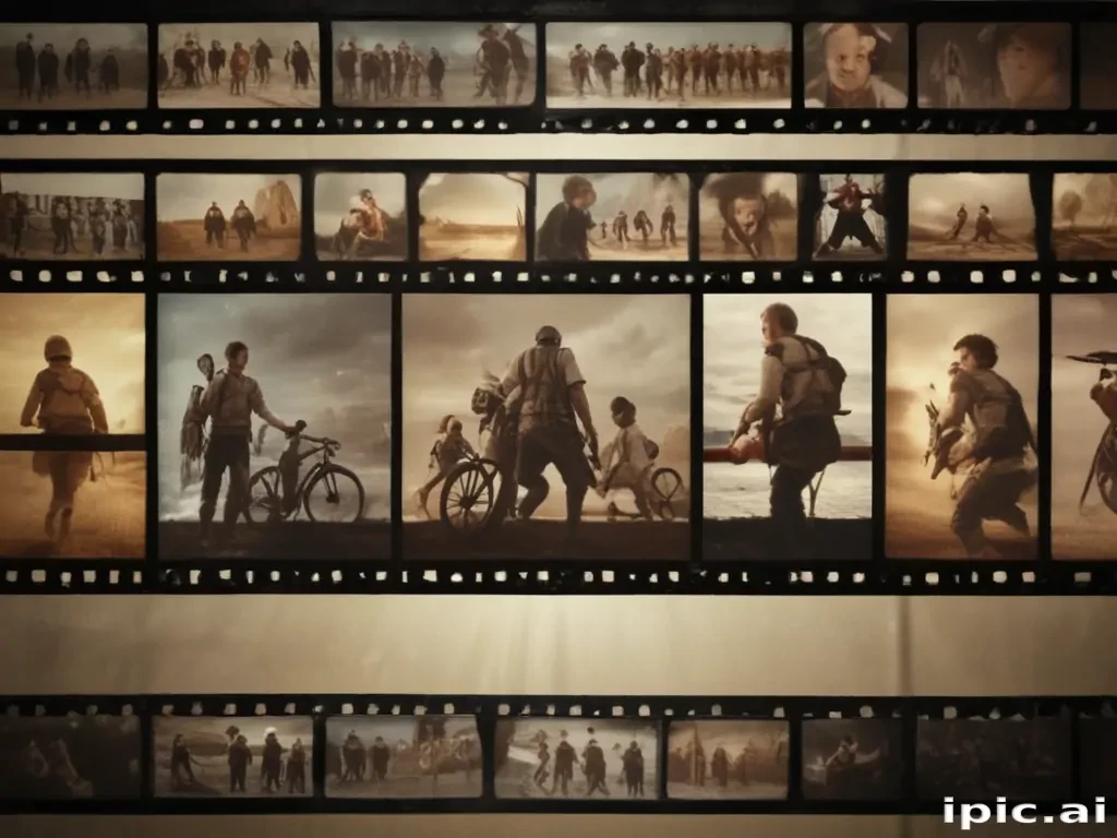 Collage of Cinematic Moments Capturing Adventure and Human Resilience ...