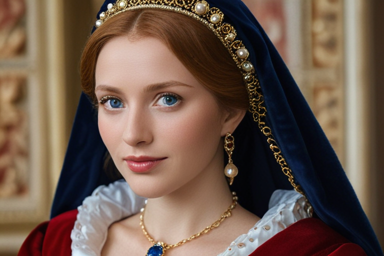 realistic photo of queen Katherine of Aragon in real life strawberry ...