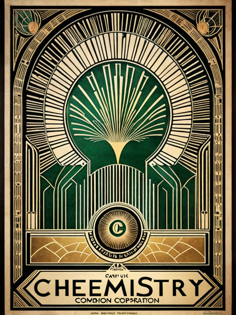 art deco mighty chemistry corporation propaganda science poster