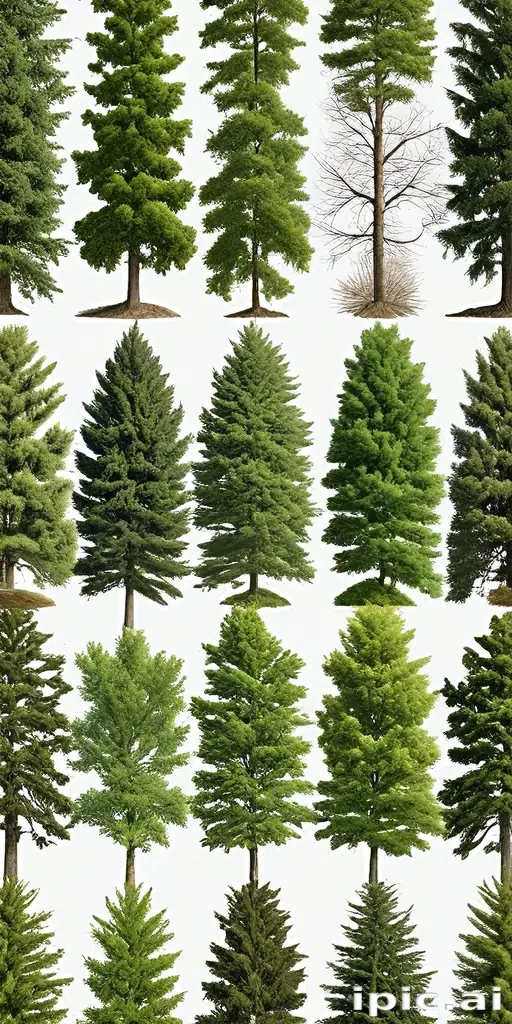 A Diverse Collection of Trees Showcasing Varied Shapes and Seasonal Changes