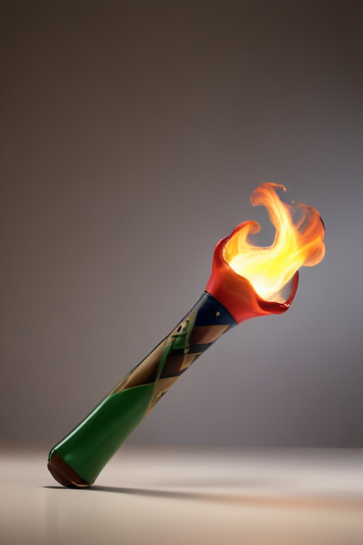 Colorful Torch with Vibrant Flames Igniting in a Darkened Background