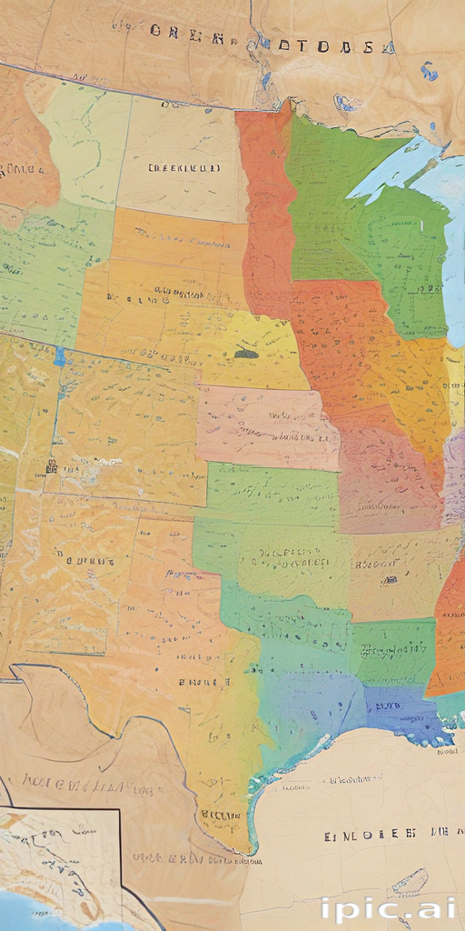 Historical Map of the Central United States Highlighting State ...