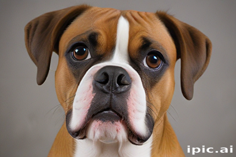 A Heartwarming Close-Up of a Playful and Adorable Boxer Dog.