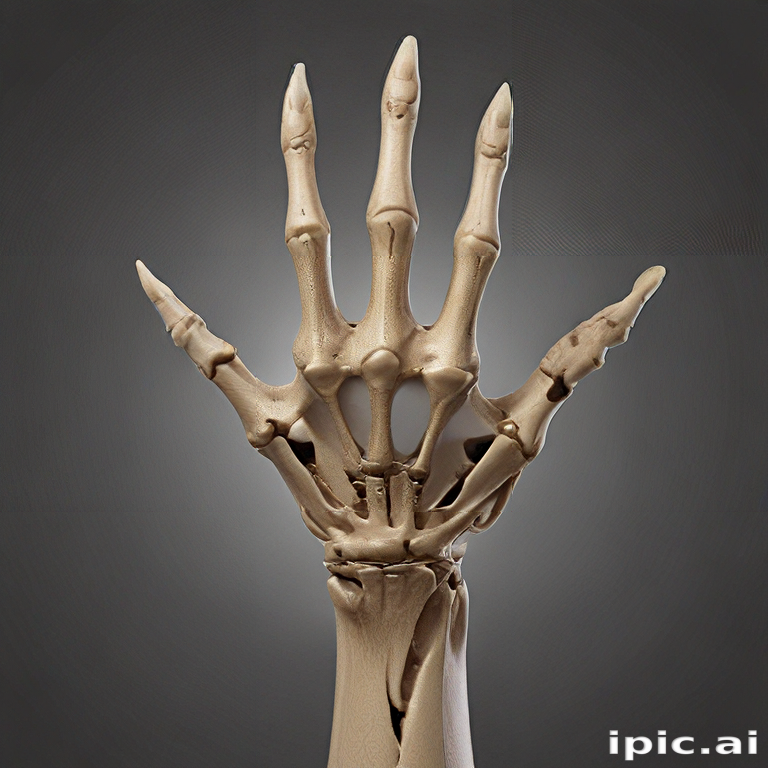 Detailed Anatomical Model of a Human Hand Showing Skeletal Structure