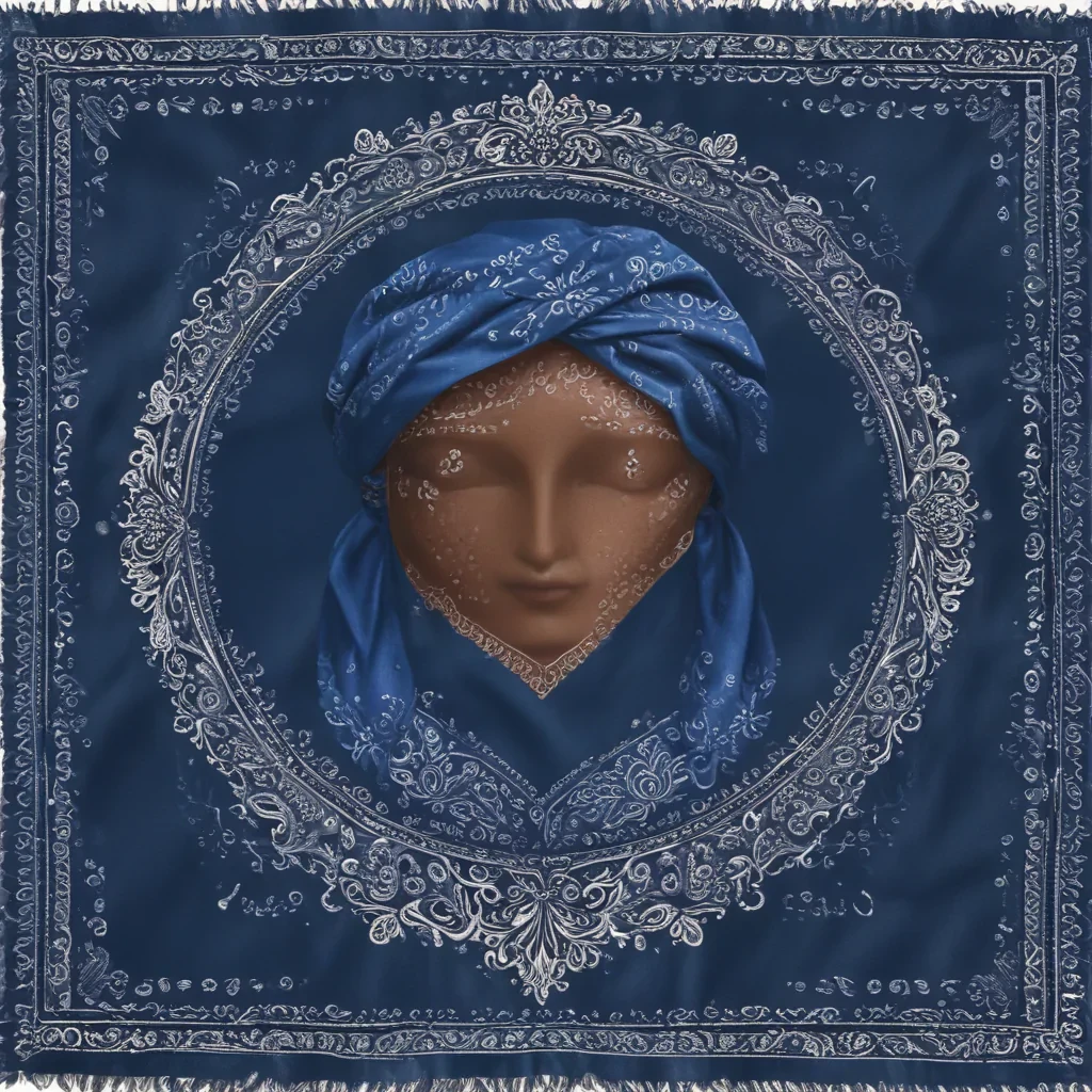 Elegant Blue Scarf Design Featuring a Beautiful Cultural Portrait ...